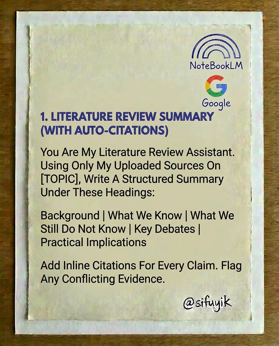 12 NotebookLM Prompts for Literature Review (2026 Research Guide)