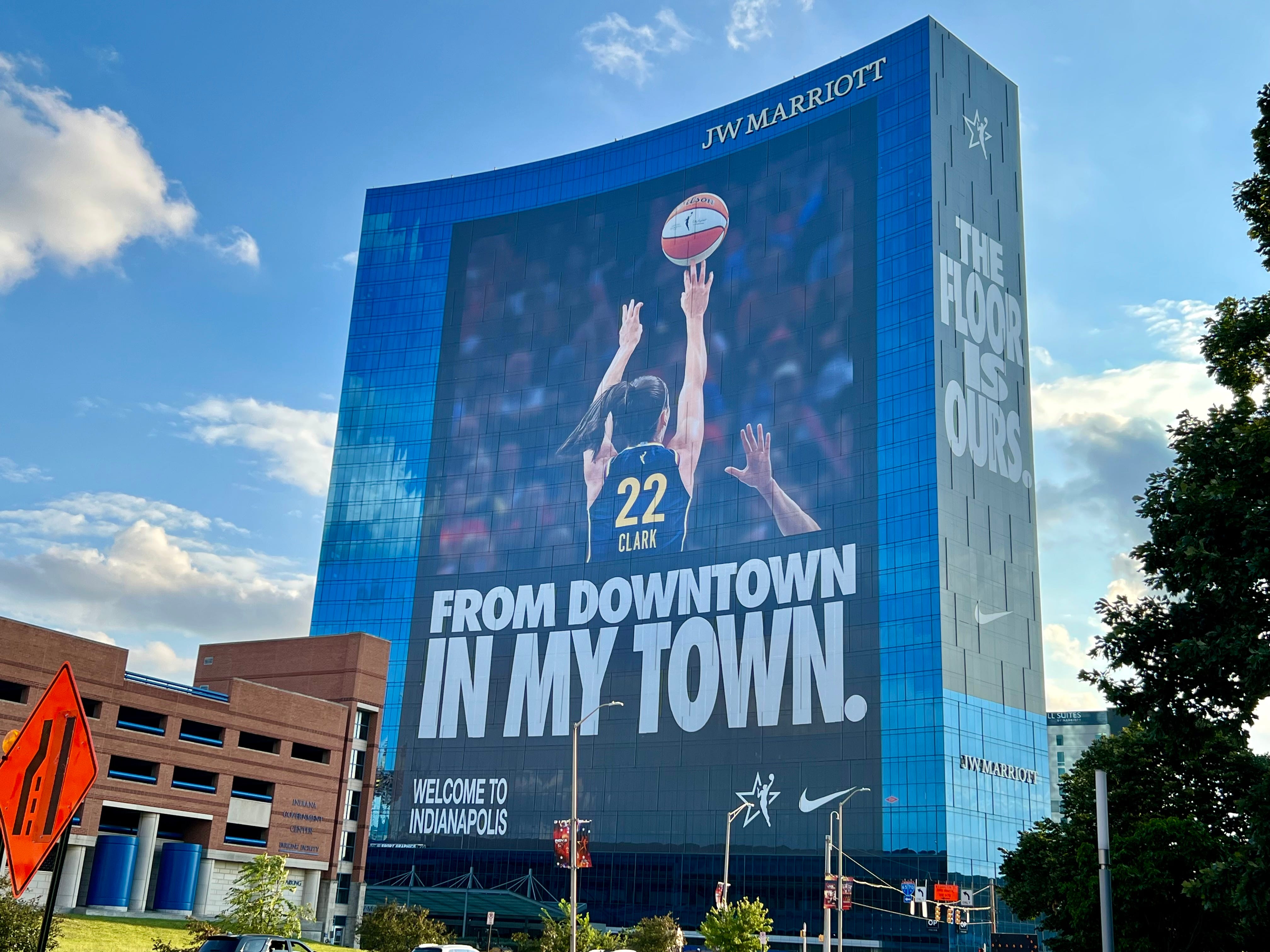 Caitlin Clark displayed on record-setting Nike banner at JW Marriott ...