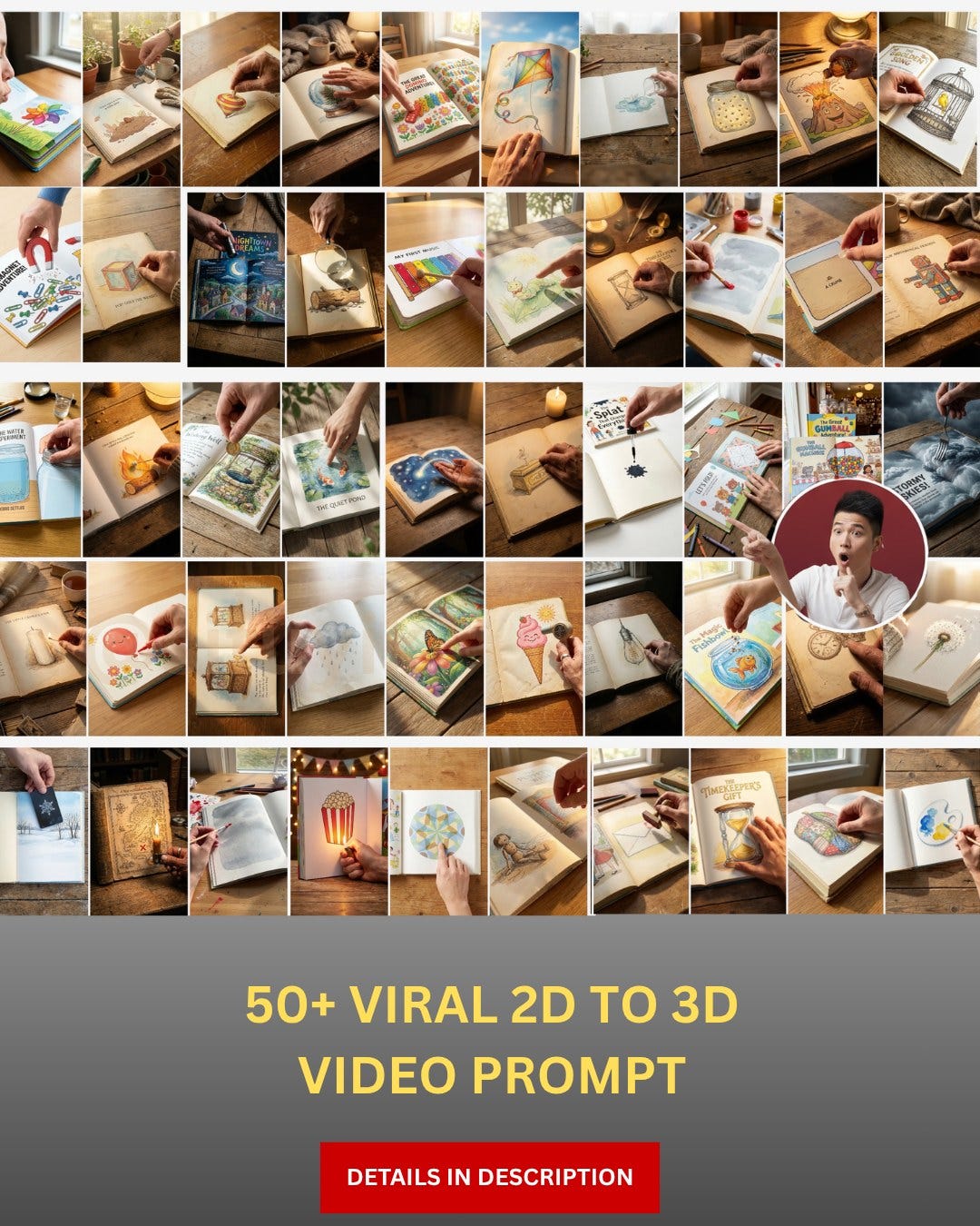 Gifts!! 50+ VIRAL 2D TO 3D VIDEO PROMPT - by Sifu Yik Chan