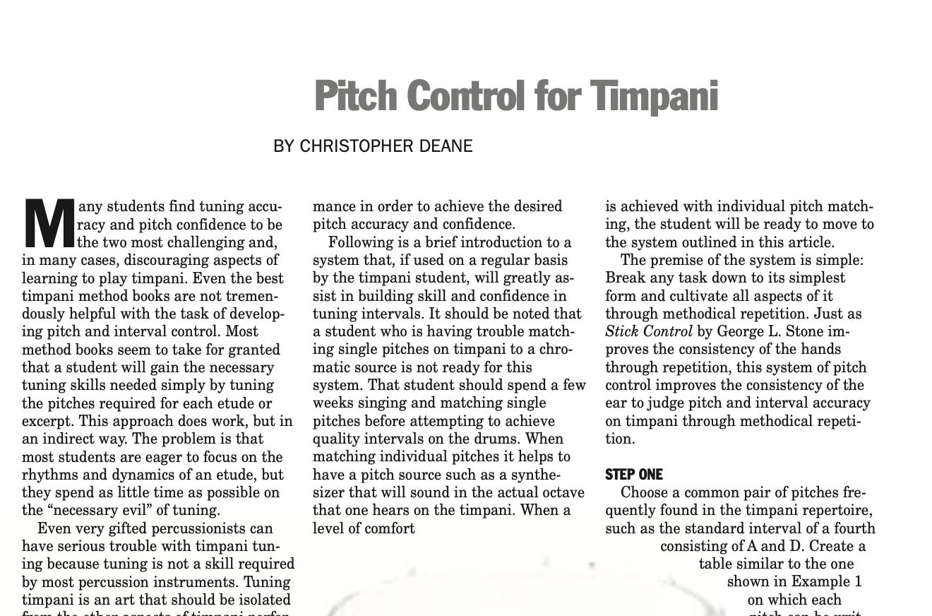 A Timpani Tuning Journey: Part I - by Michael Compitello