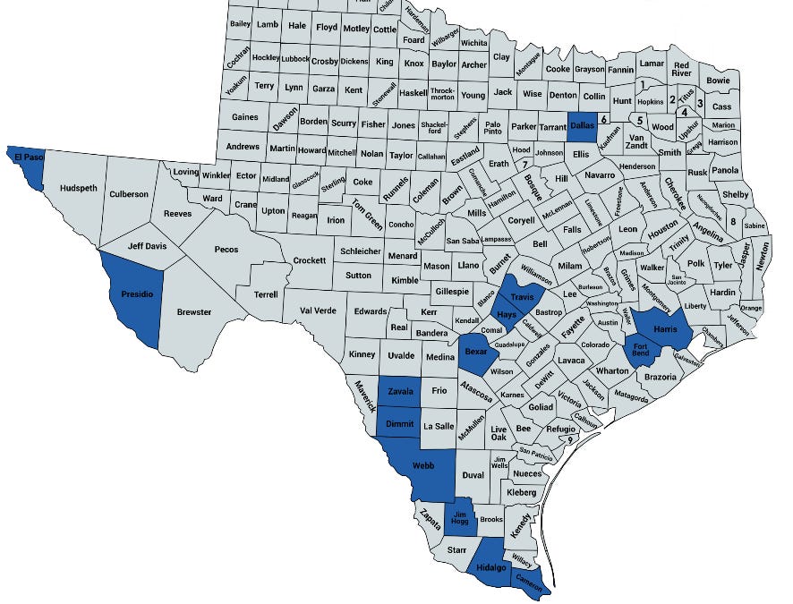 Which Texas Counties Should We Expect To Be Blue In November?