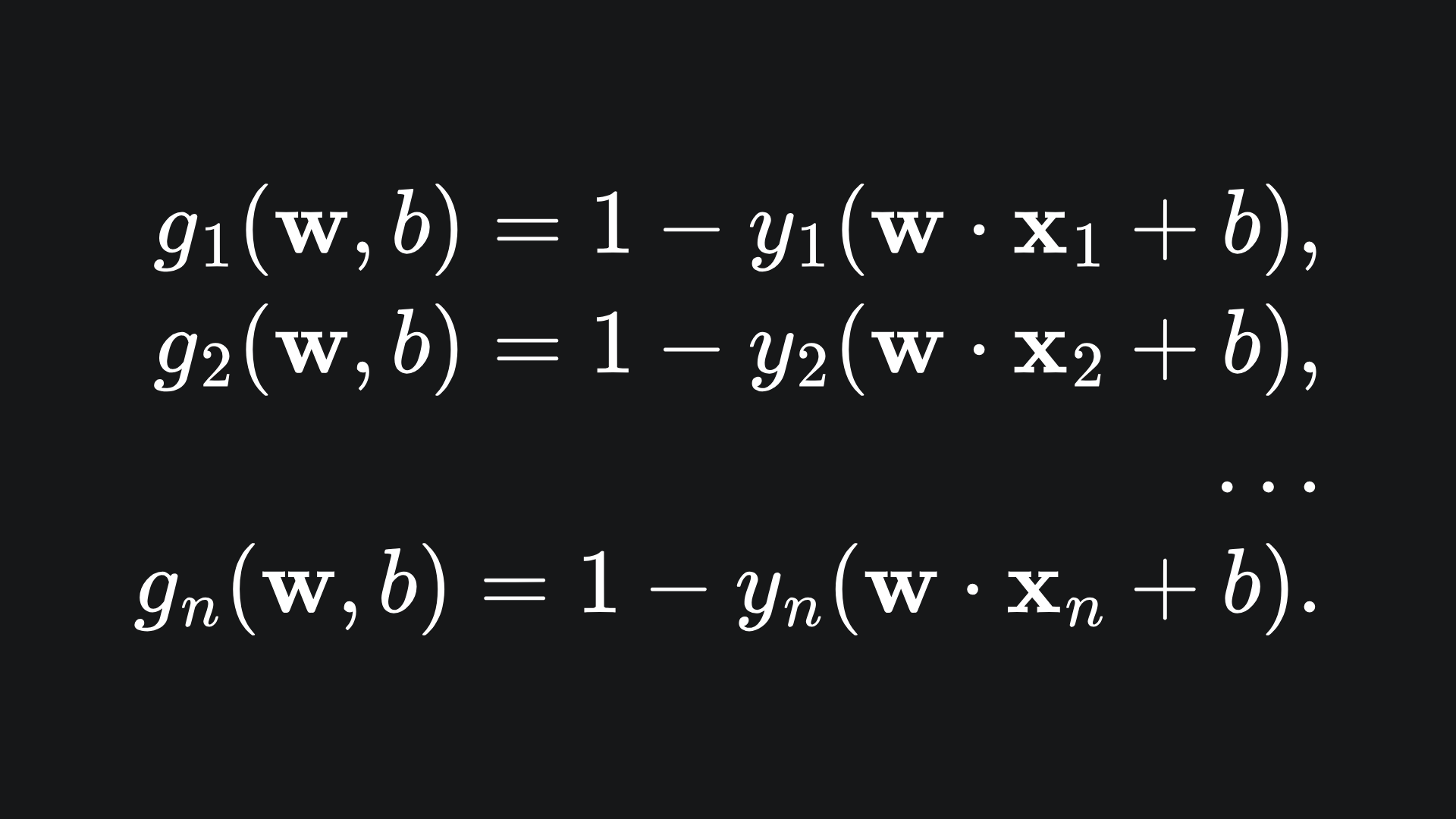 Optimising the Support Vector Machine using Lagrange multipliers (step ...