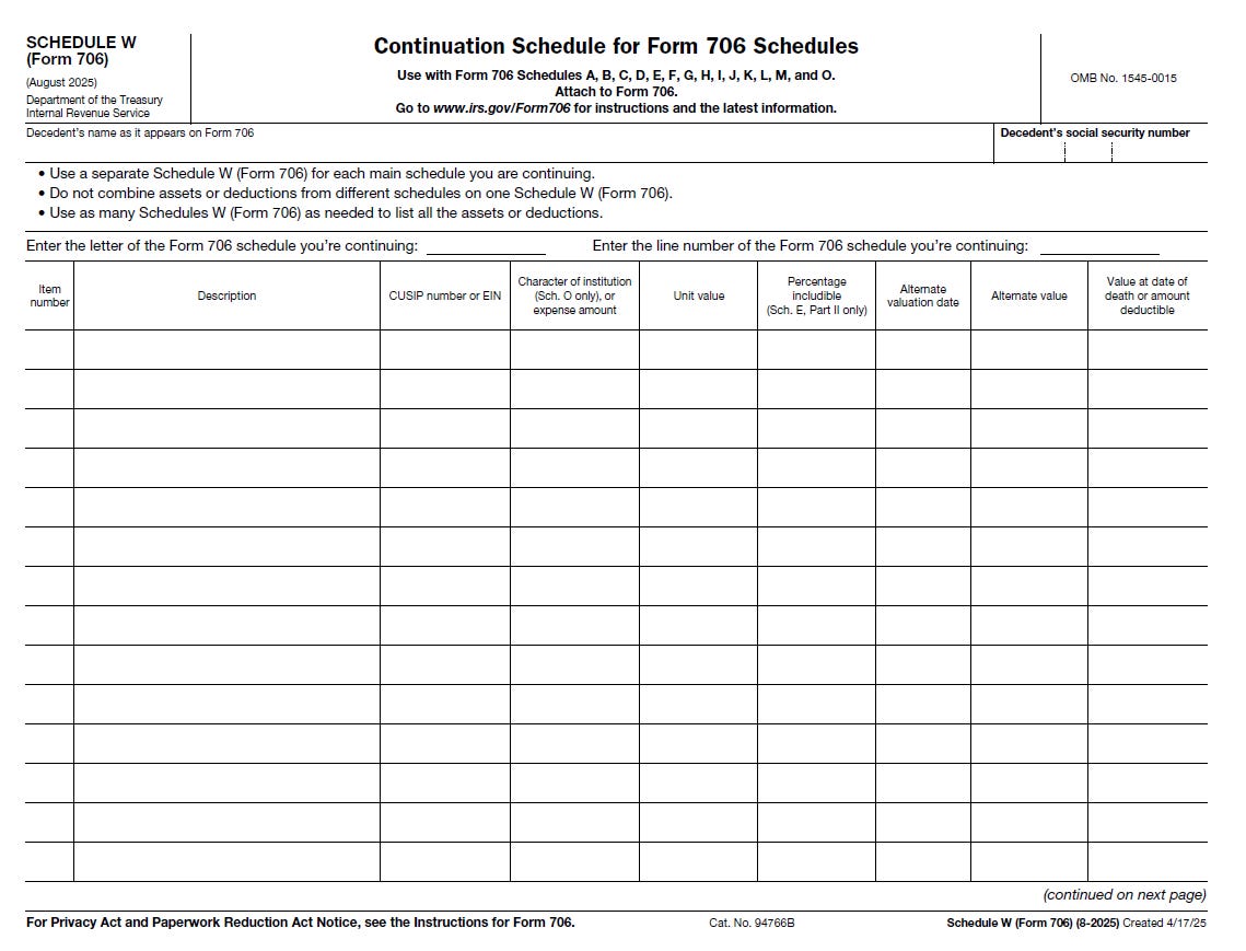 2025 Changes to IRS Form 706 - by Griffin Bridgers