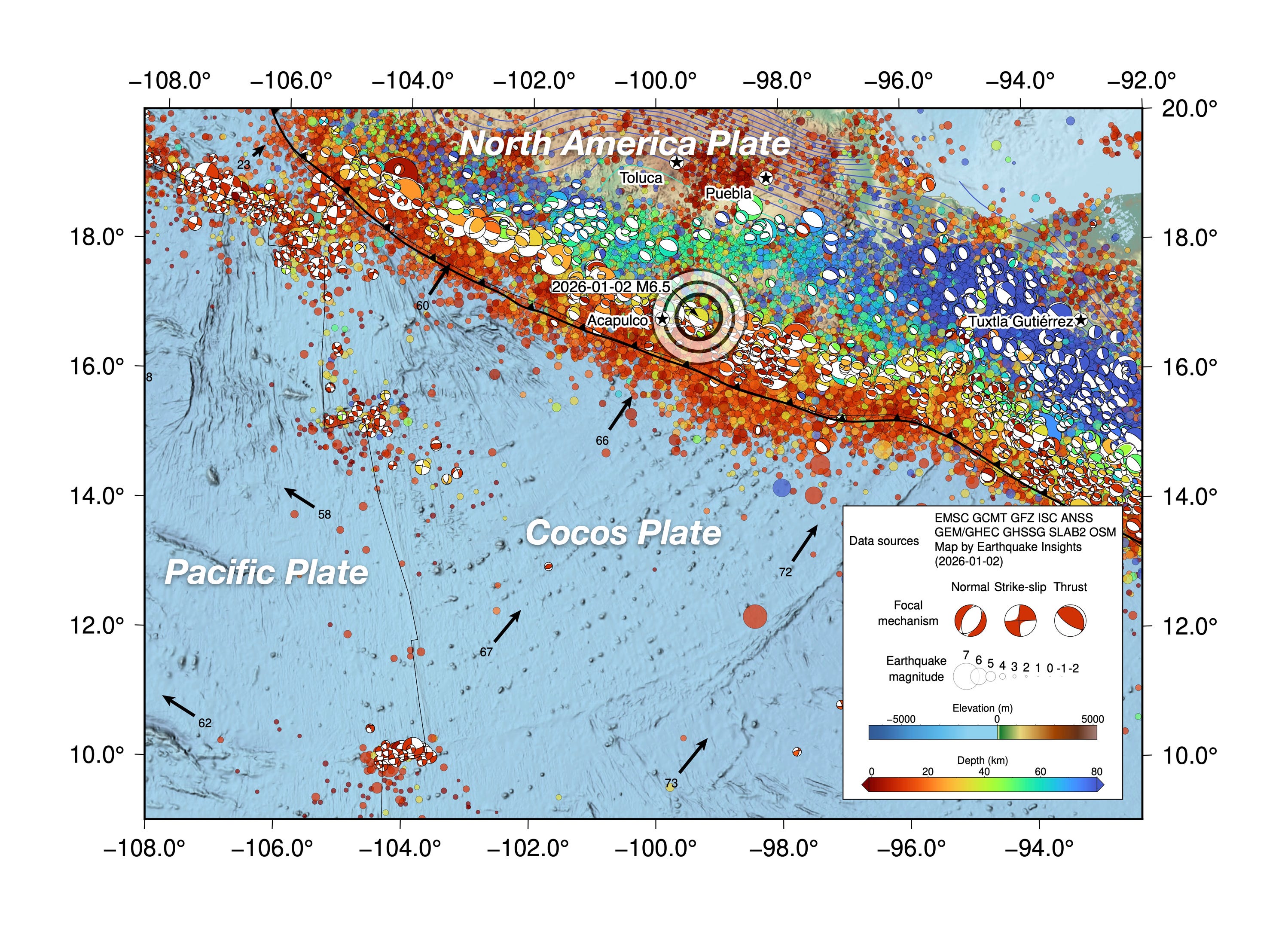 M6.5 subduction earthquake strikes near Acapulco, Mexico