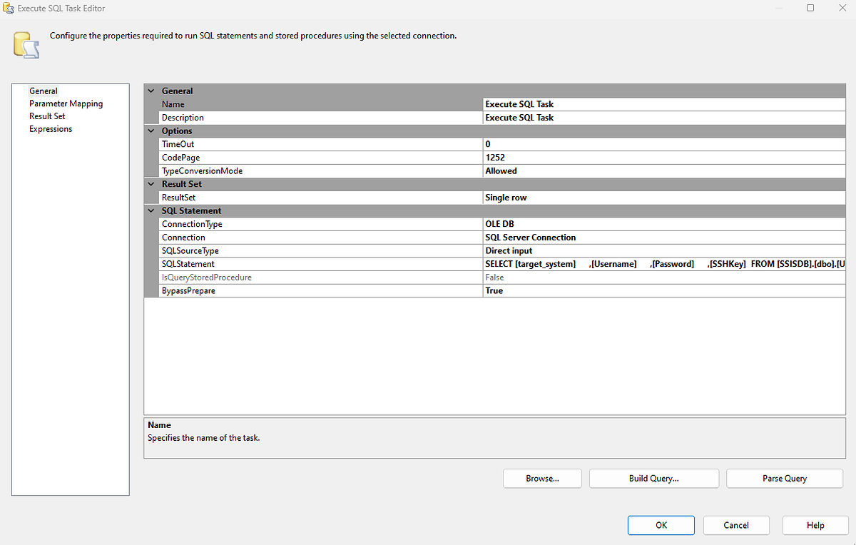 SSIS: Assign Values to Variables Using an Execute SQL Task