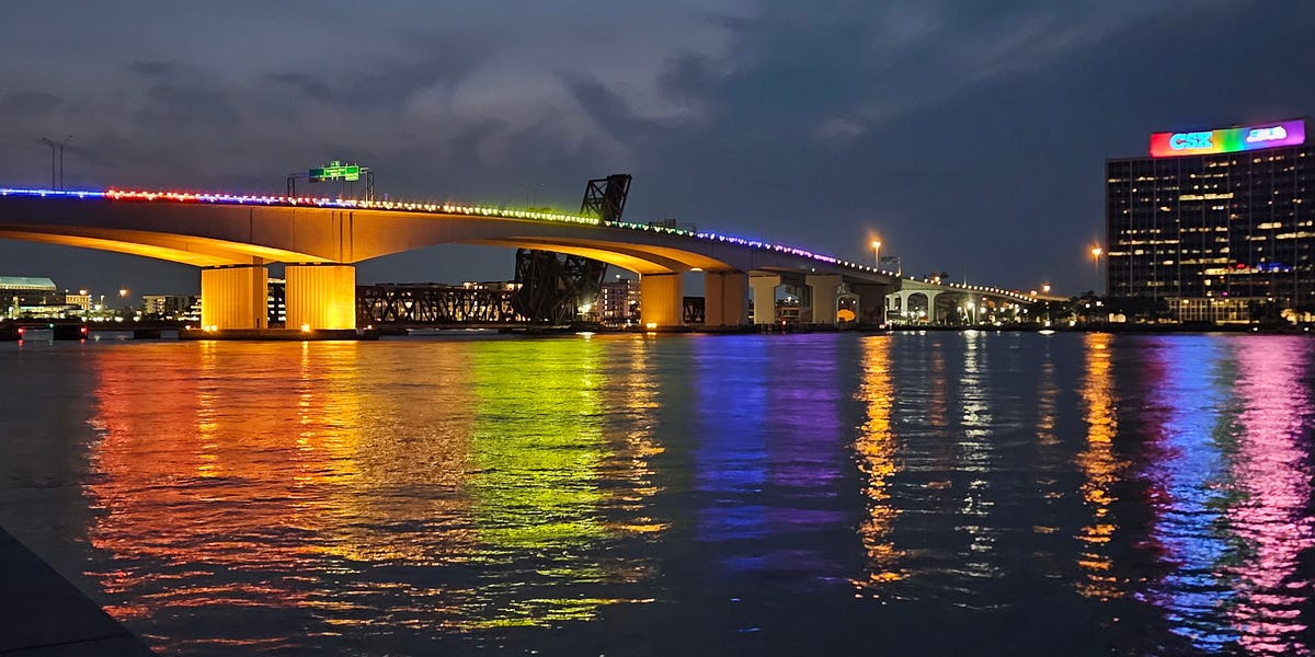 Defying DeSantis, Florida Pride Marchers Light Up Jacksonville Bridge ...