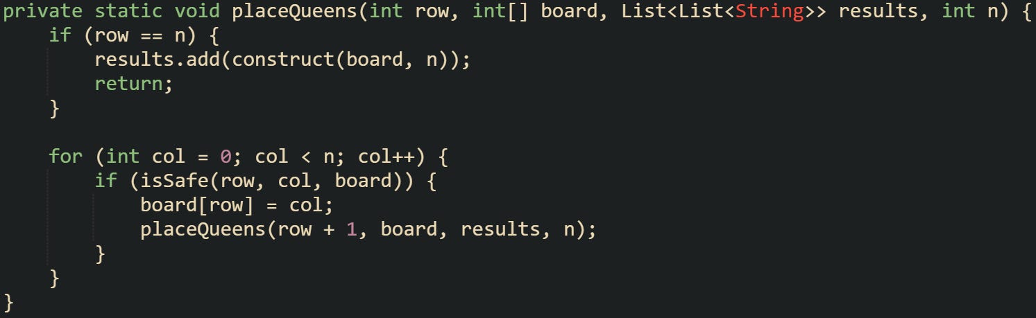 Backtracking through the N Queens Problem in Java
