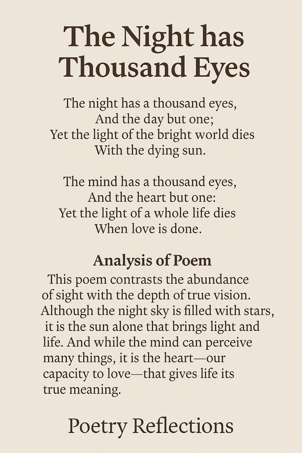 The Night Has a Thousand Eyes: A Poem About Love, Light, and What We Lose