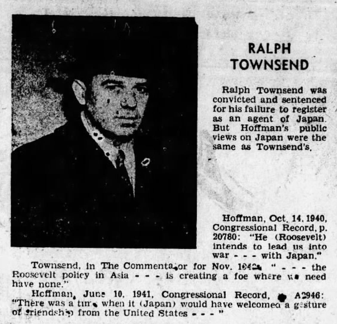 Ralph Townsend to Sen. Gerald Nye (ND), Asking for a Character Letter ...