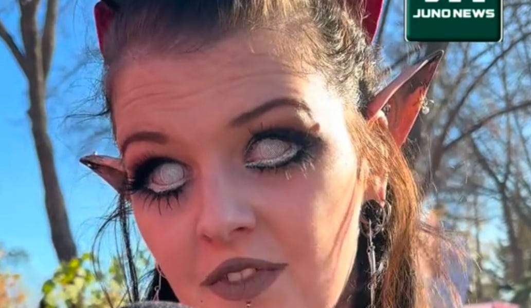 MUST WATCH: Self-identified 'demon' interviewed at Alberta teacher protest