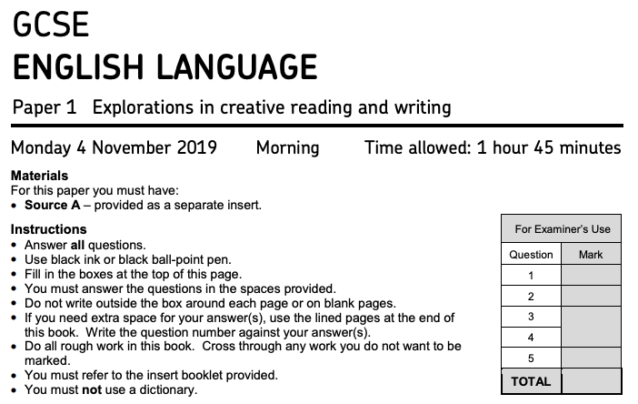 Model answers to all GCSE English Language questions