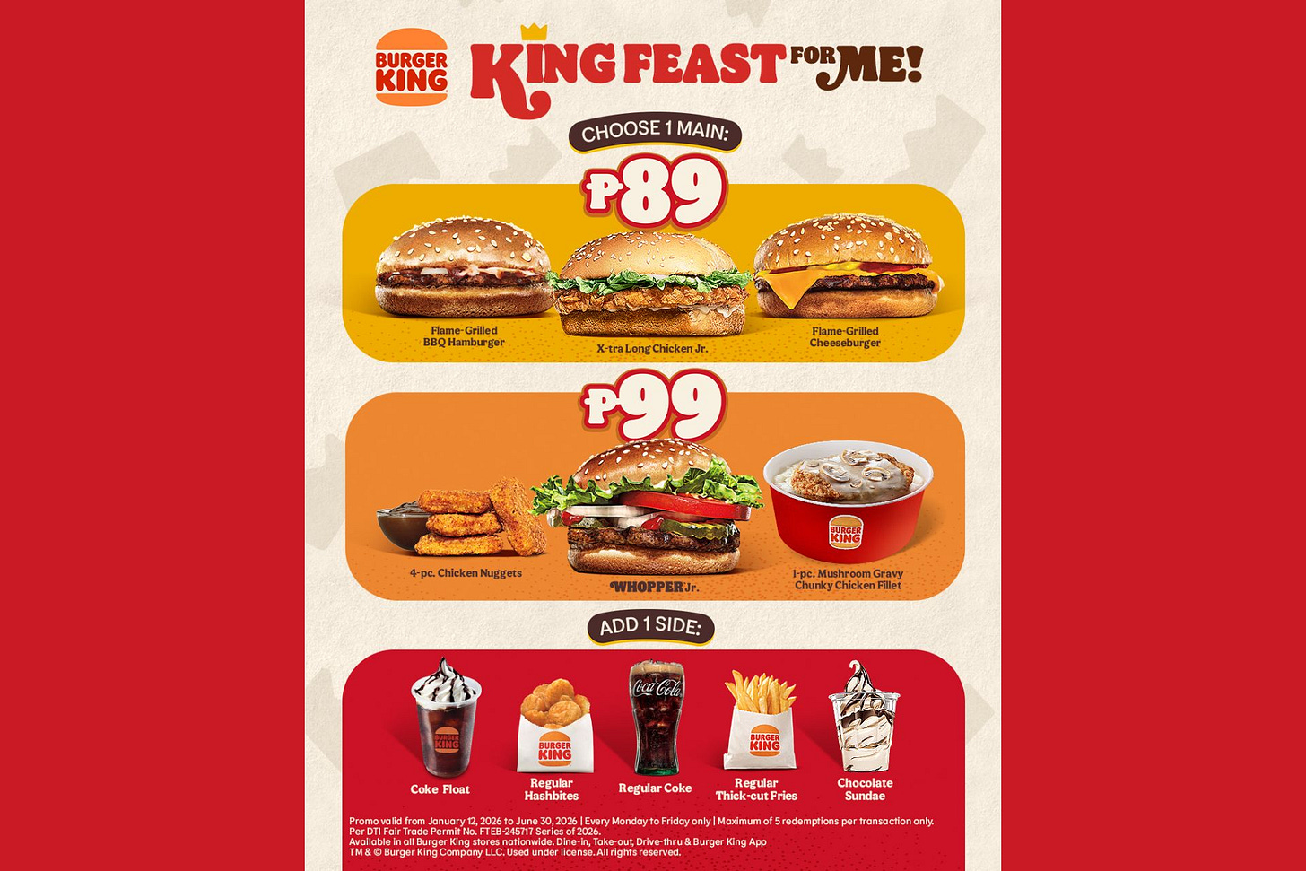 Burger King's own 'mix and match' promo, the King Feast For Me, starts ...