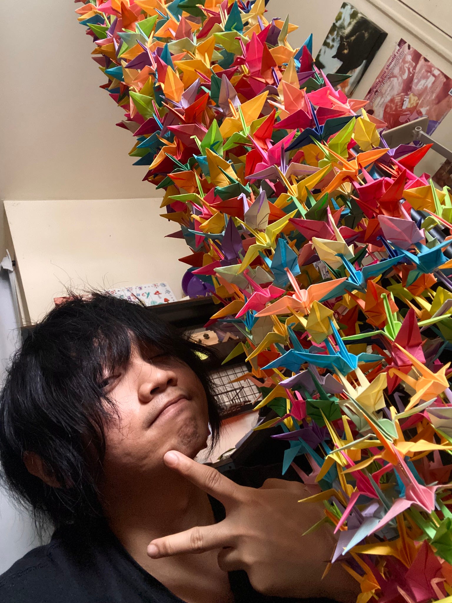 stringing paper cranes - by t.j. zhang