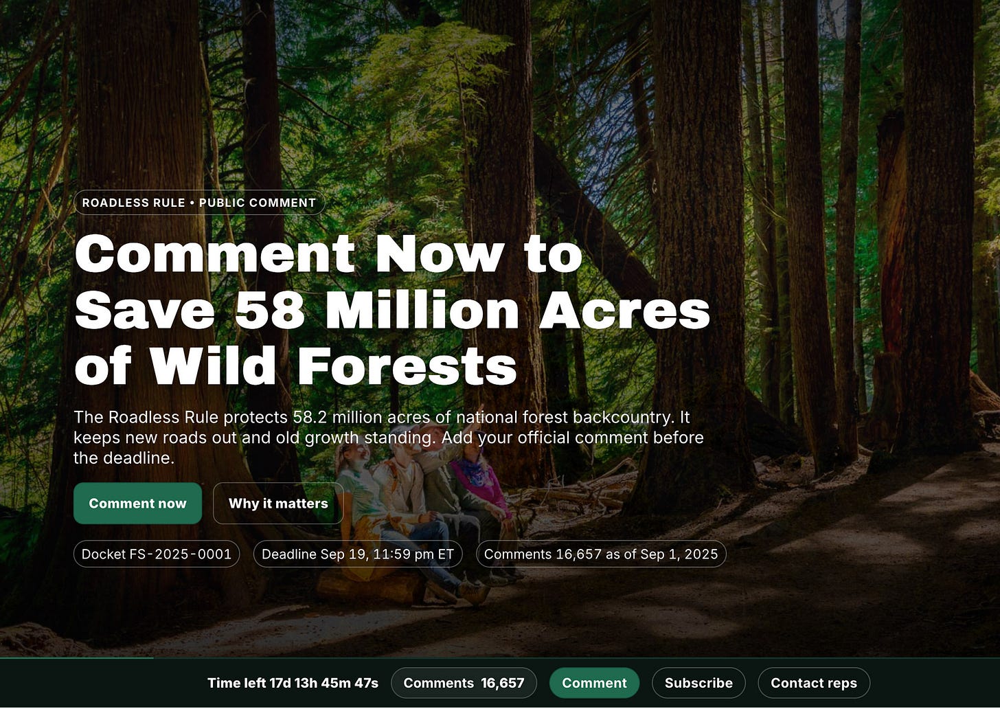 Comment Now to Save 58 Million Acres of Wild Forests