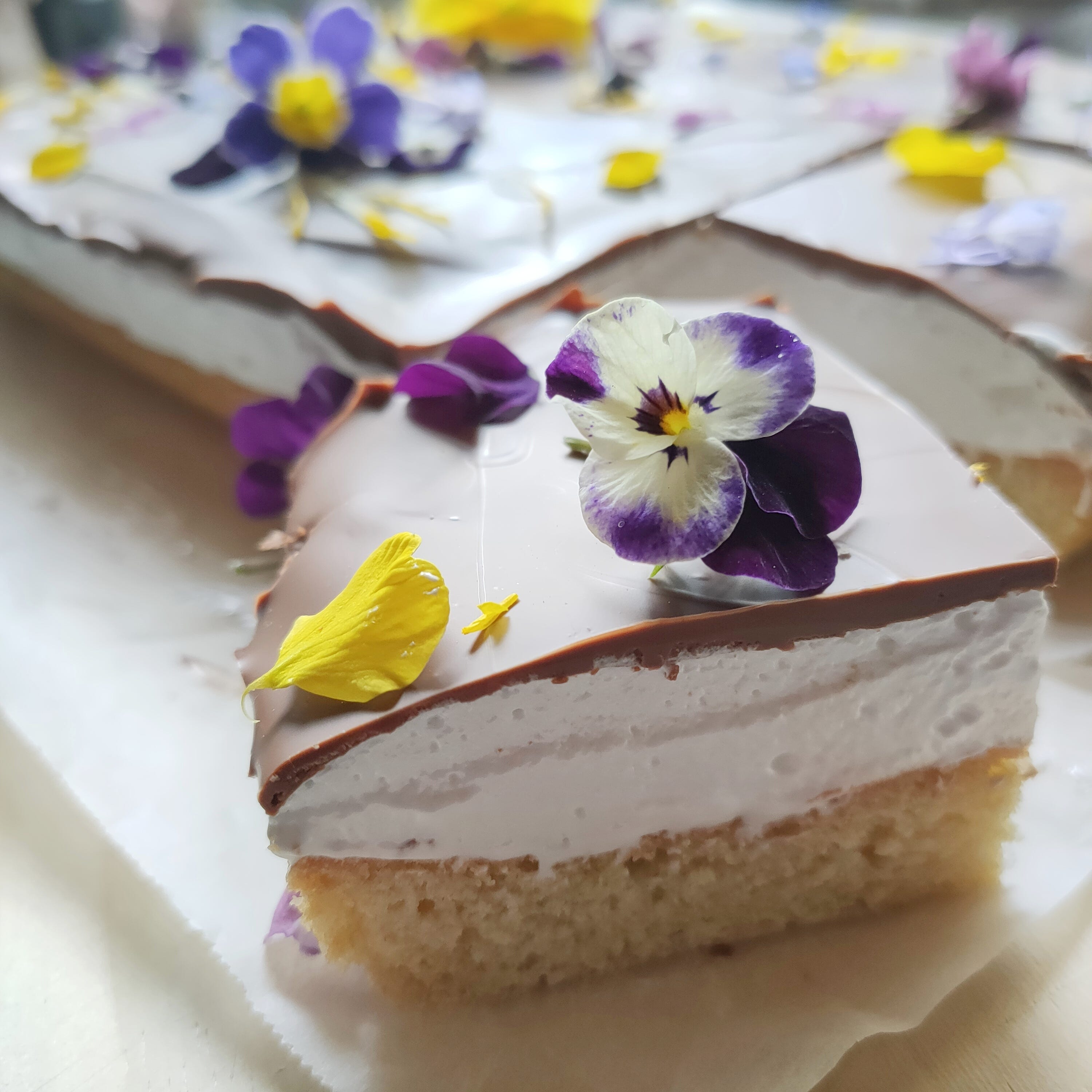Chocolate Puff Slice with added Flower Power