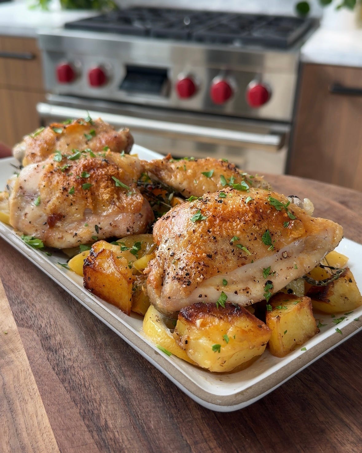 Lemony Roasted Chicken and Potatoes - by Maxine Sharf