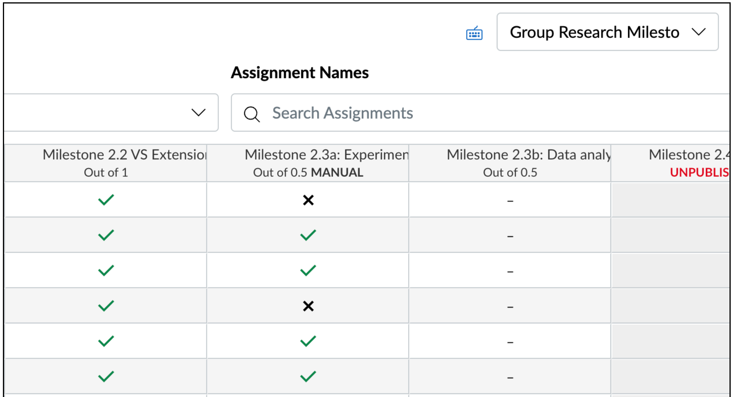 Using the Canvas Gradebook with Specifications Grading