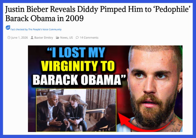 Smear Links Bieber, Diddy, and Obama
