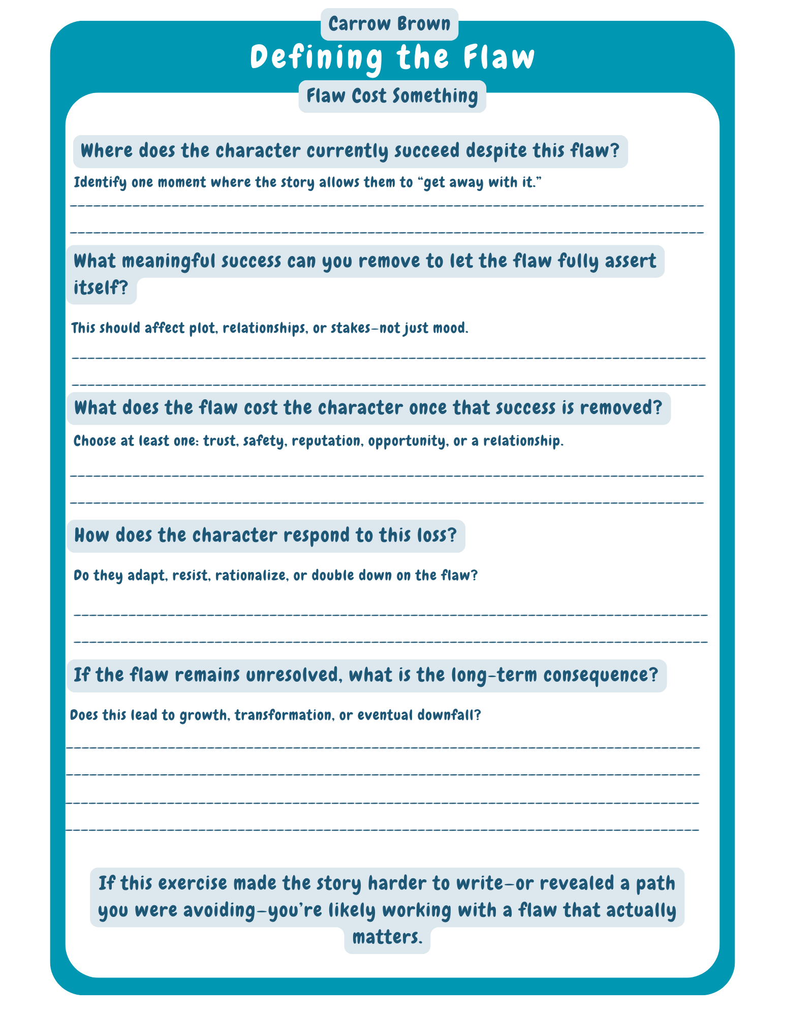 Character Flaws - by Carrow Brown - Carrow's Classroom