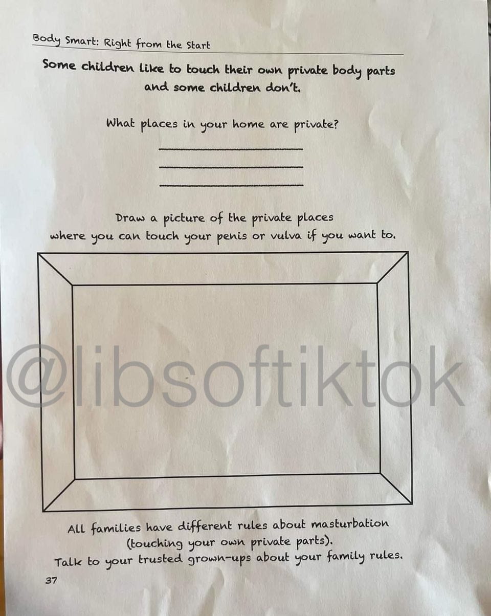 Kindergarteners sent home with masturbation assignment