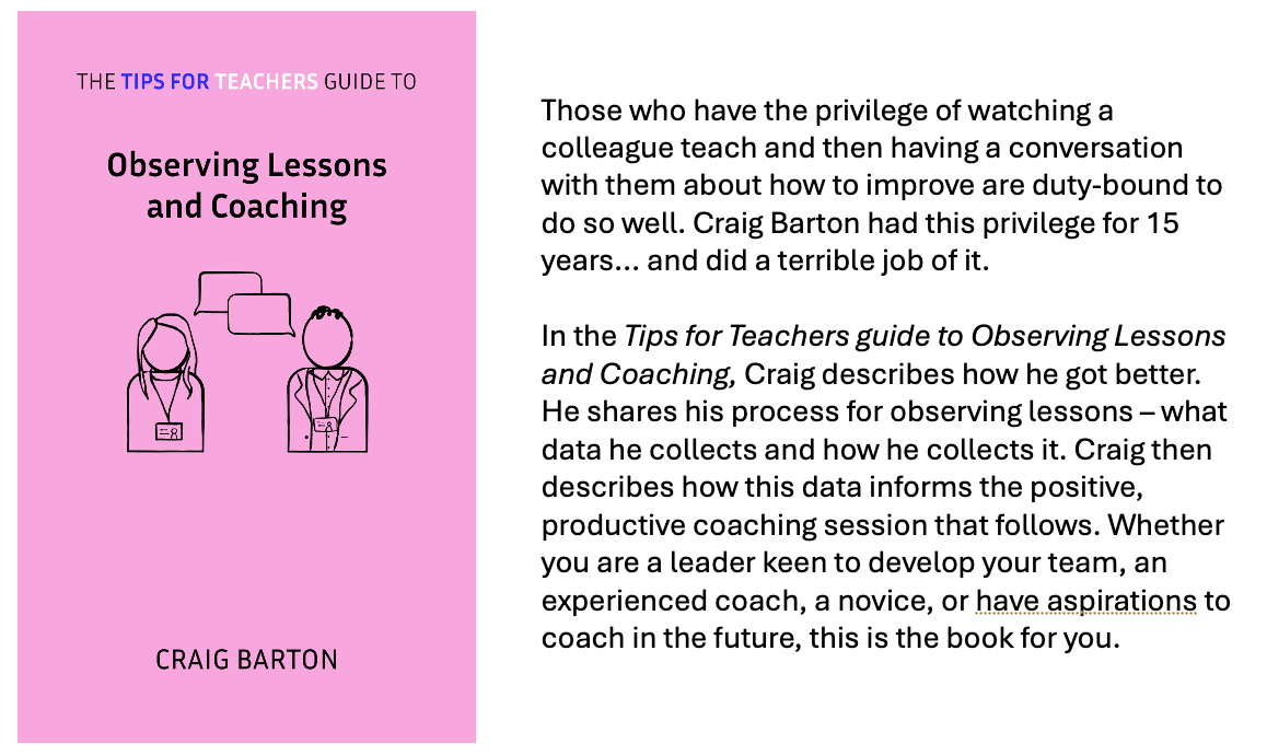 The final release! Book 16: Observing Lessons and Coaching