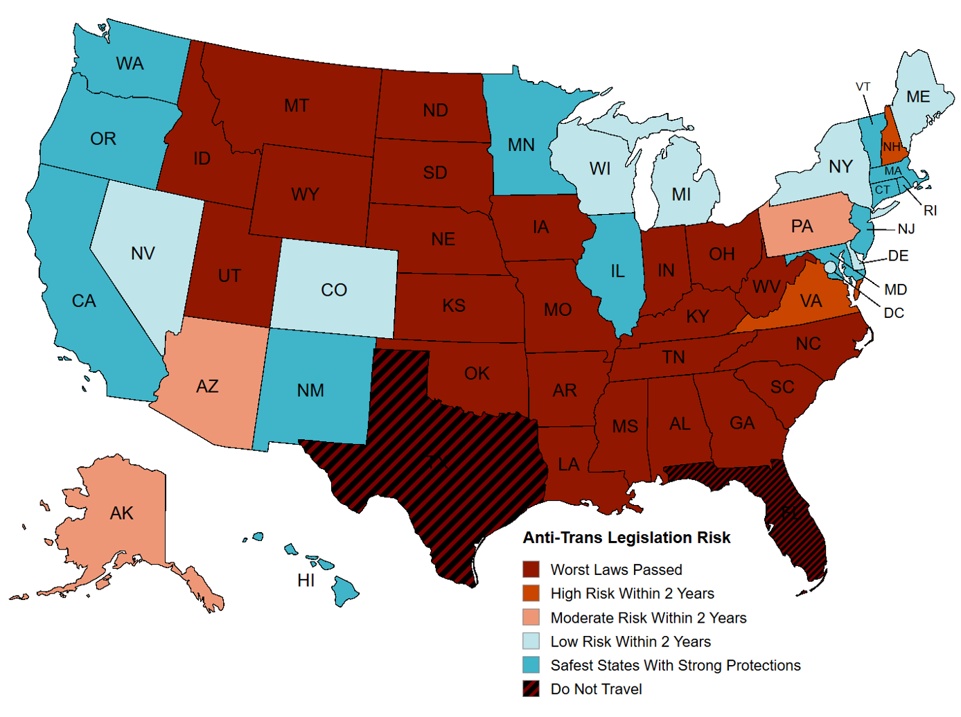 Anti-Trans National Risk Assessment Map: March Edition