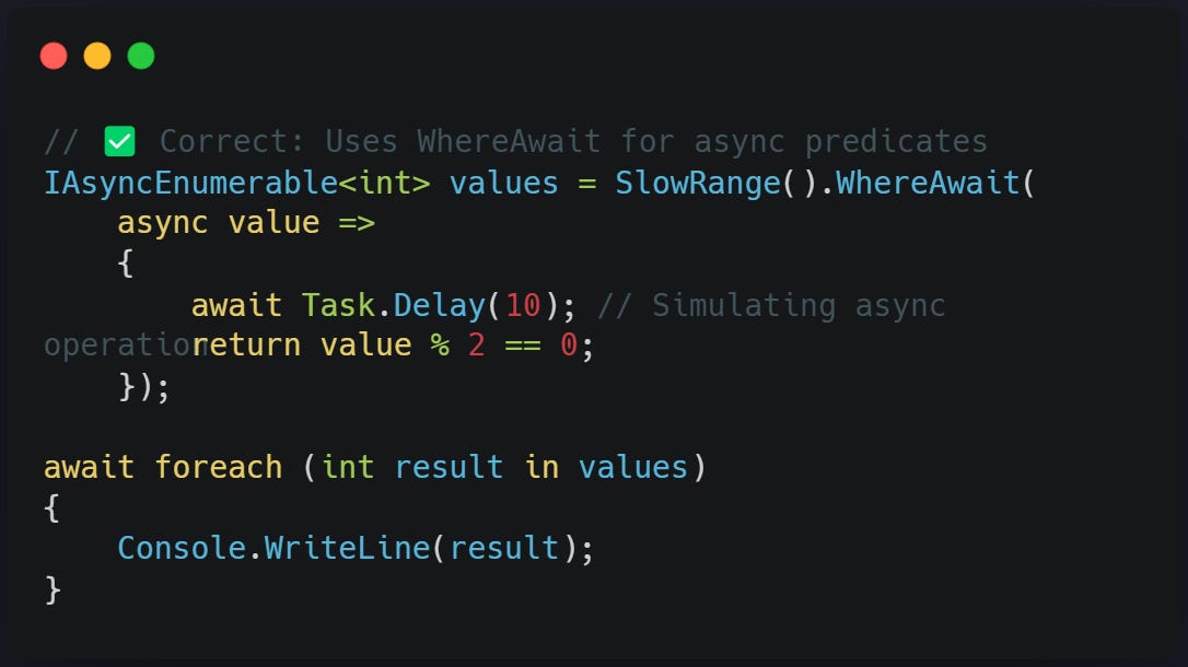LINQ with Asynchronous Streams – Are You Using It Correctly?
