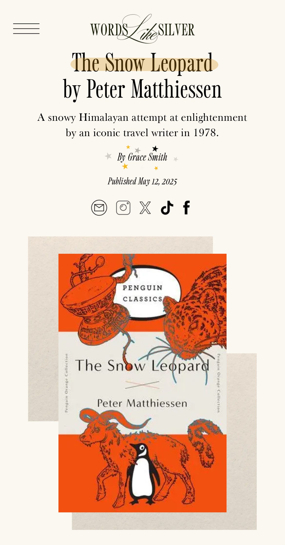 The Snow Leopard by Peter Matthiessen — Book Review + Discussion