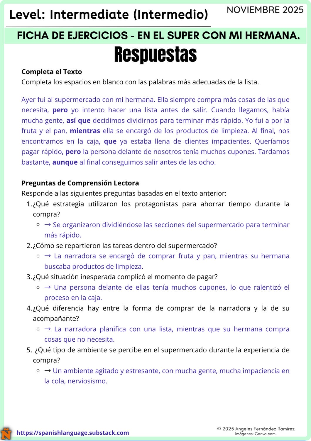 Spanish language activities for the weekend. (019 - November 2025)