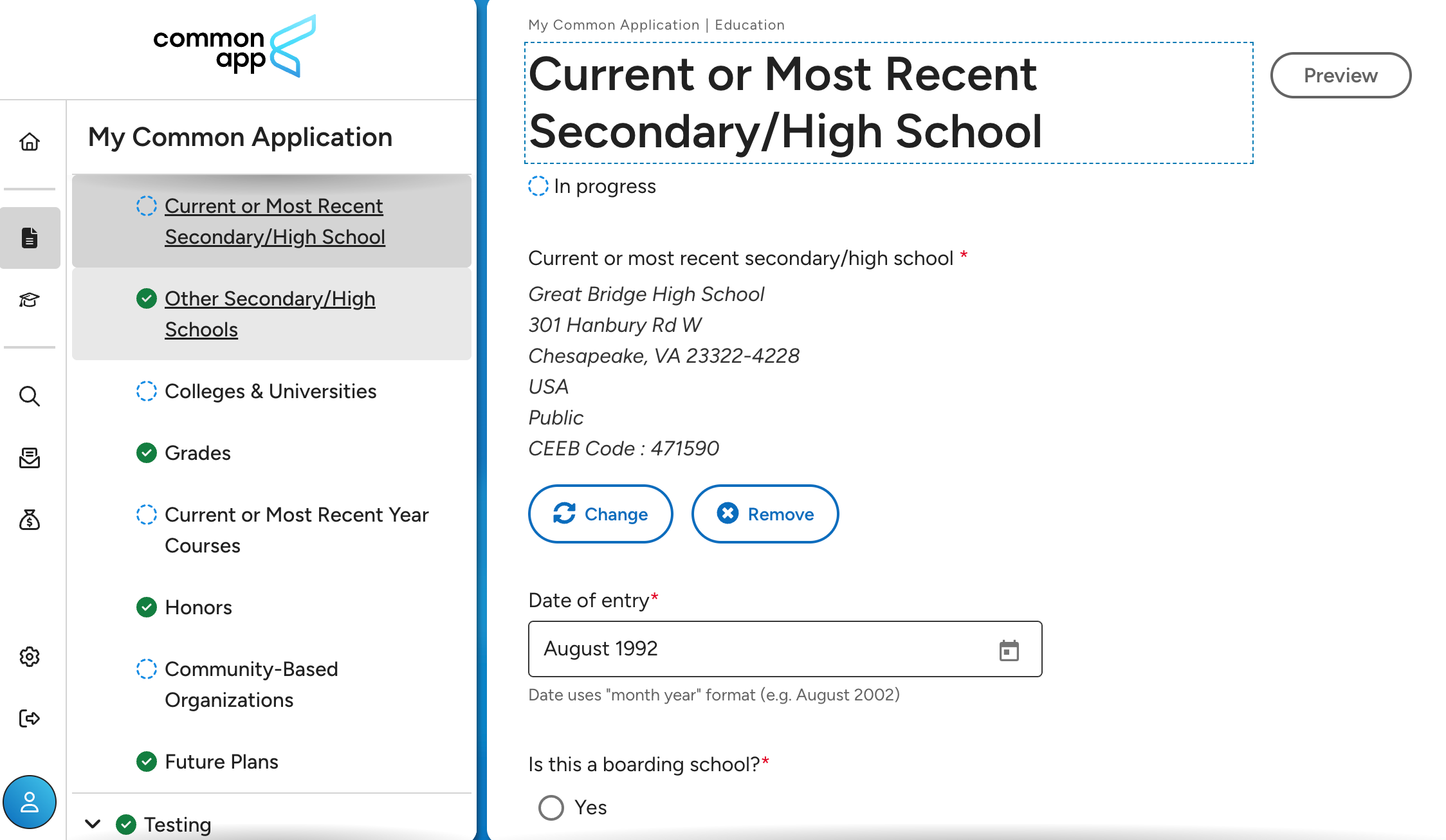 Common App Section by Section - Education