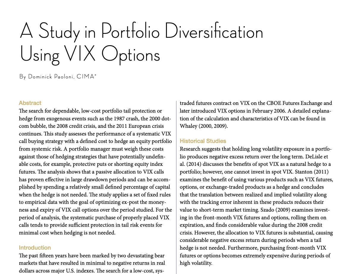 A VIX Options Tail-Hedge You Can Actually Backtest