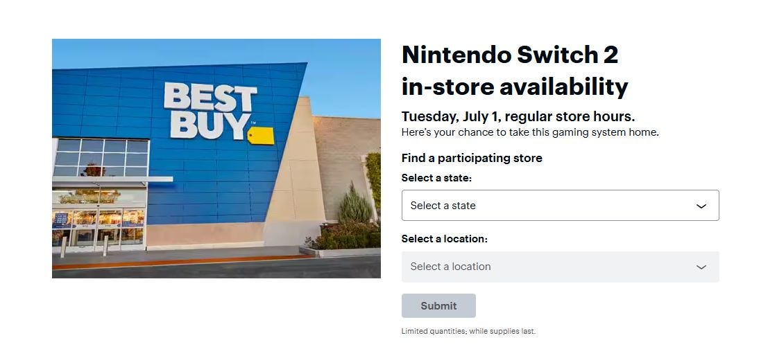 Best Buy Nintendo Switch 2 restock: the console will be in stock today