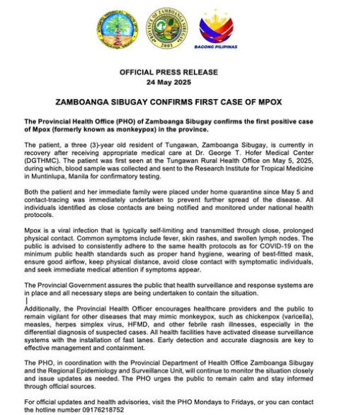 Philippines: 1st mpox case reported in Zamboanga Sibugay, Rise reported ...