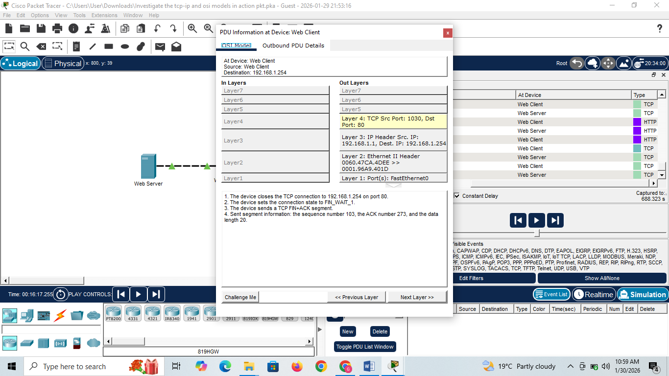 How to use Cisco Packet Tracer to Examine TCP/IP and OSI Models in Action