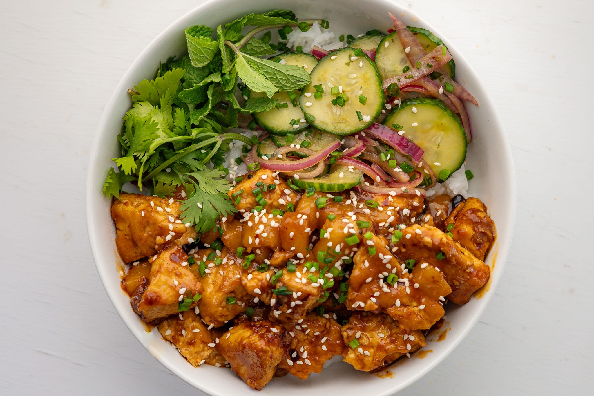 Sticky Orange Tofu Bowls and why I can't go to Title boxing