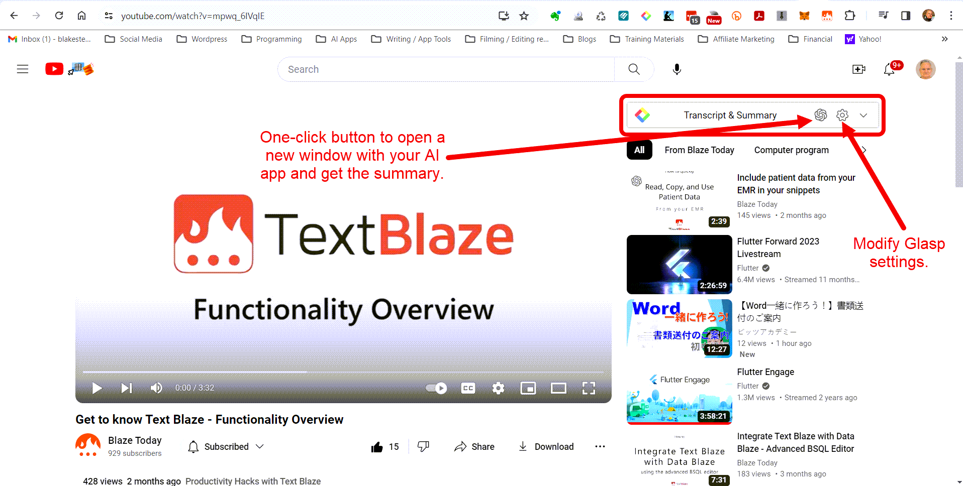 Using Glasp to One-Click YouTube Summaries in seconds