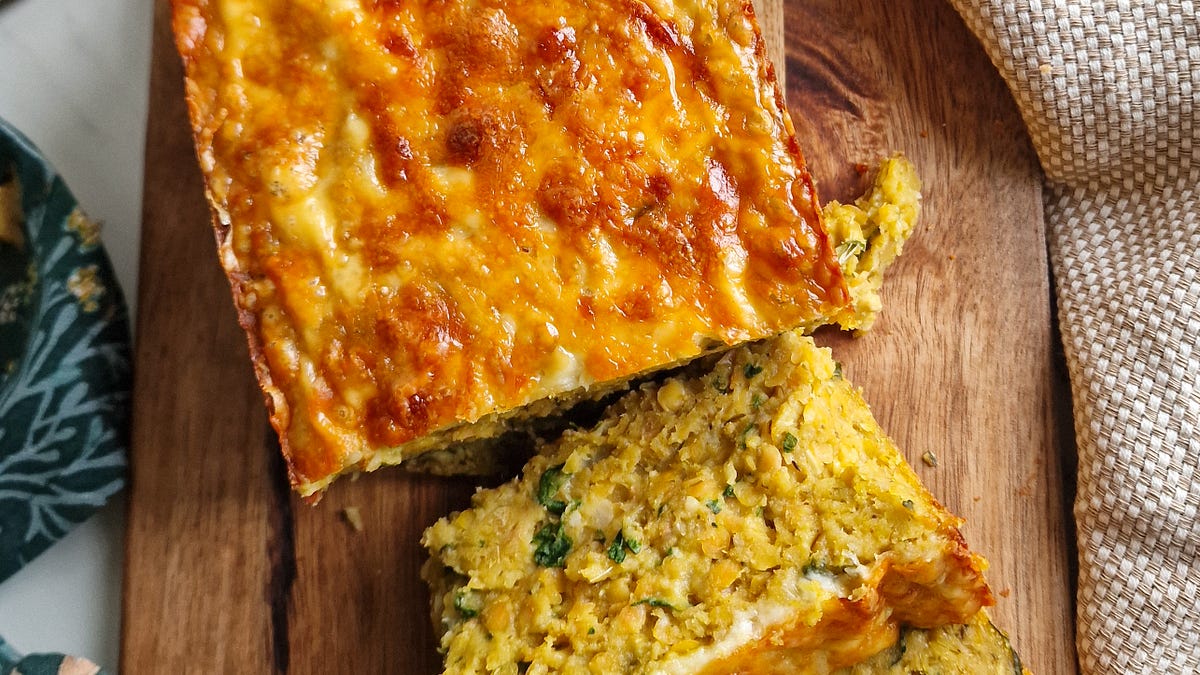 Cheesy Red Lentil & Pesto Loaf - Amy Sheppard Food