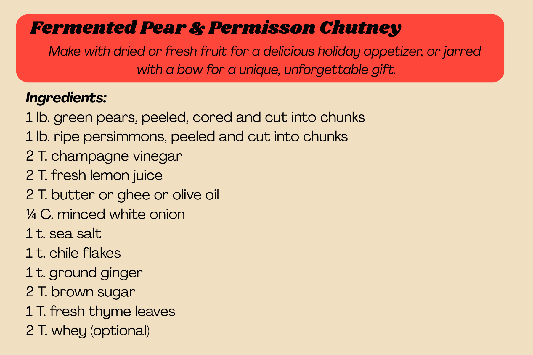 Fermented Persimmon & Pear Chutney