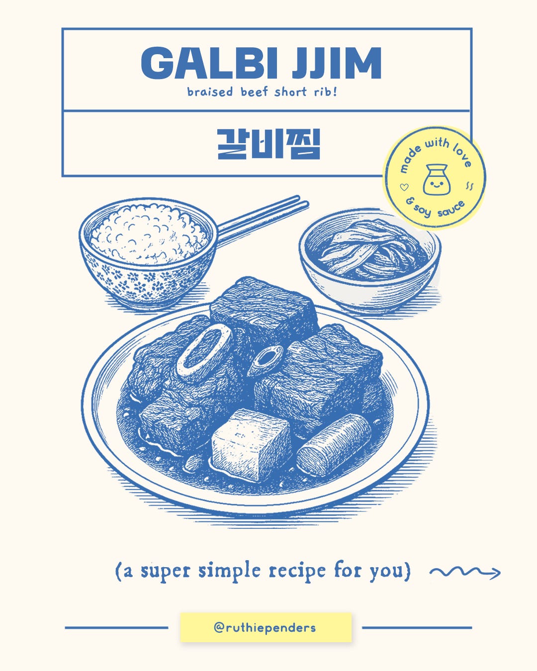 Galbi Jjim Recipe Card - by Ruthie · 김치러버 - Ruth’s Substack
