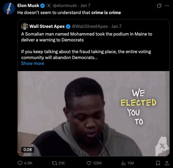 The Wire: Elon Musk Showcases Democrat-Somali Pay to Play in Lewiston ...