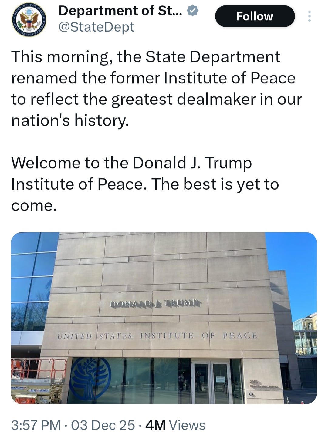 Donald J. Trump United States Institute of Peace