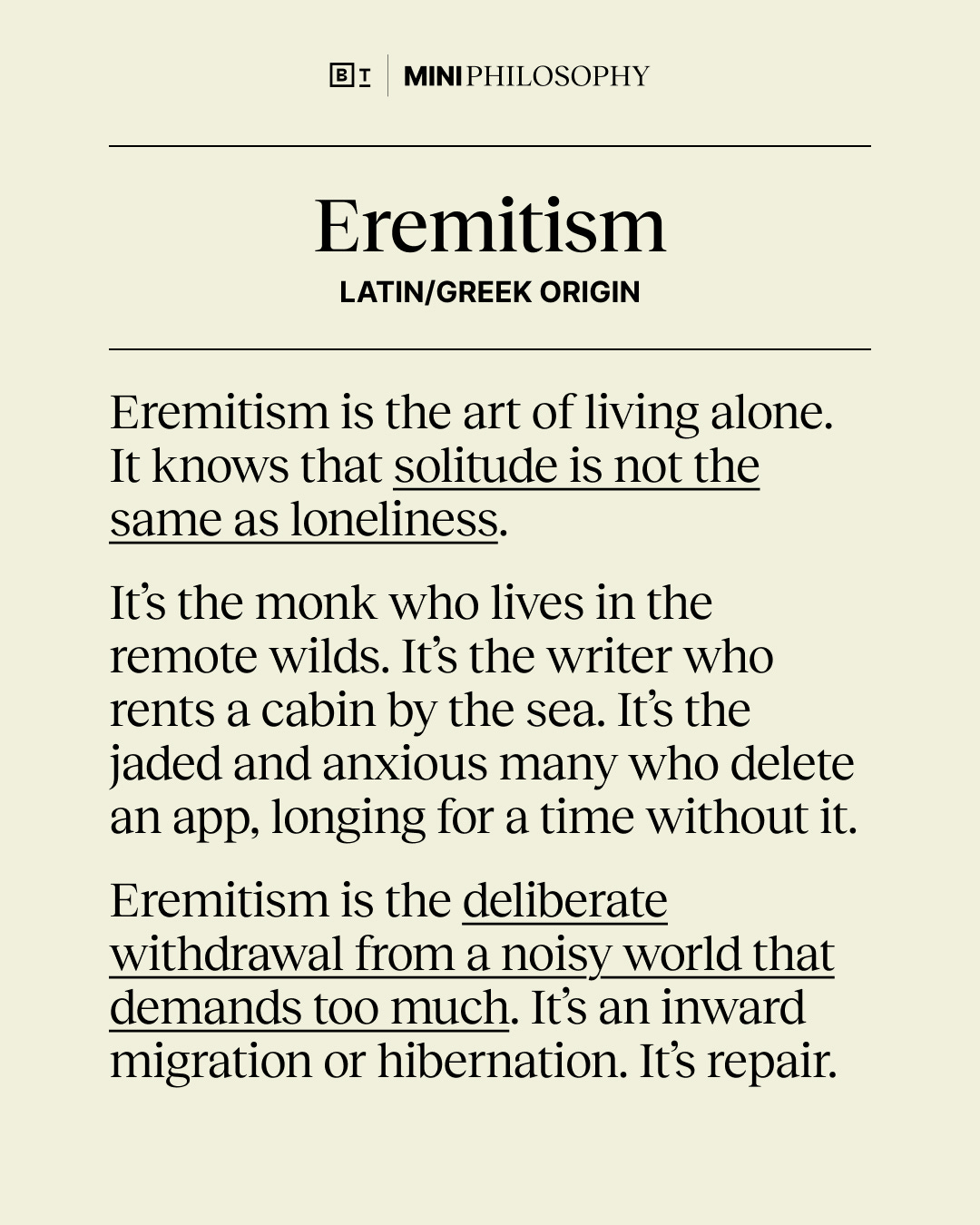 Jonny Thomson (@philosophyminis): "Philosophical Words: Eremitism ...