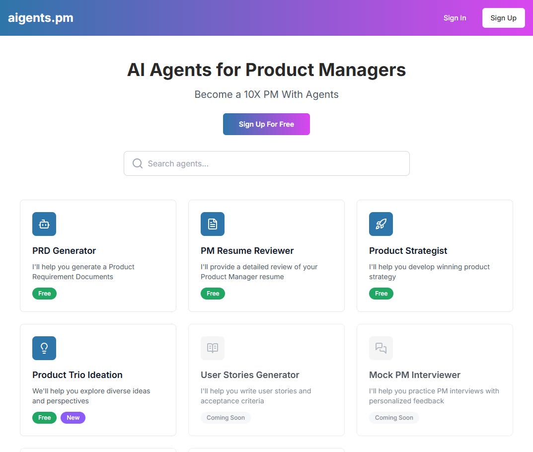 Introducing aigents.pm: Free AI Agents For Product Managers