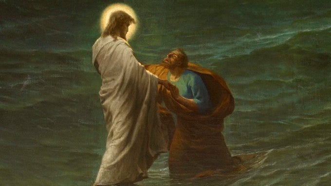 Why did Peter sink so suddenly, after just proving he could walk on water?