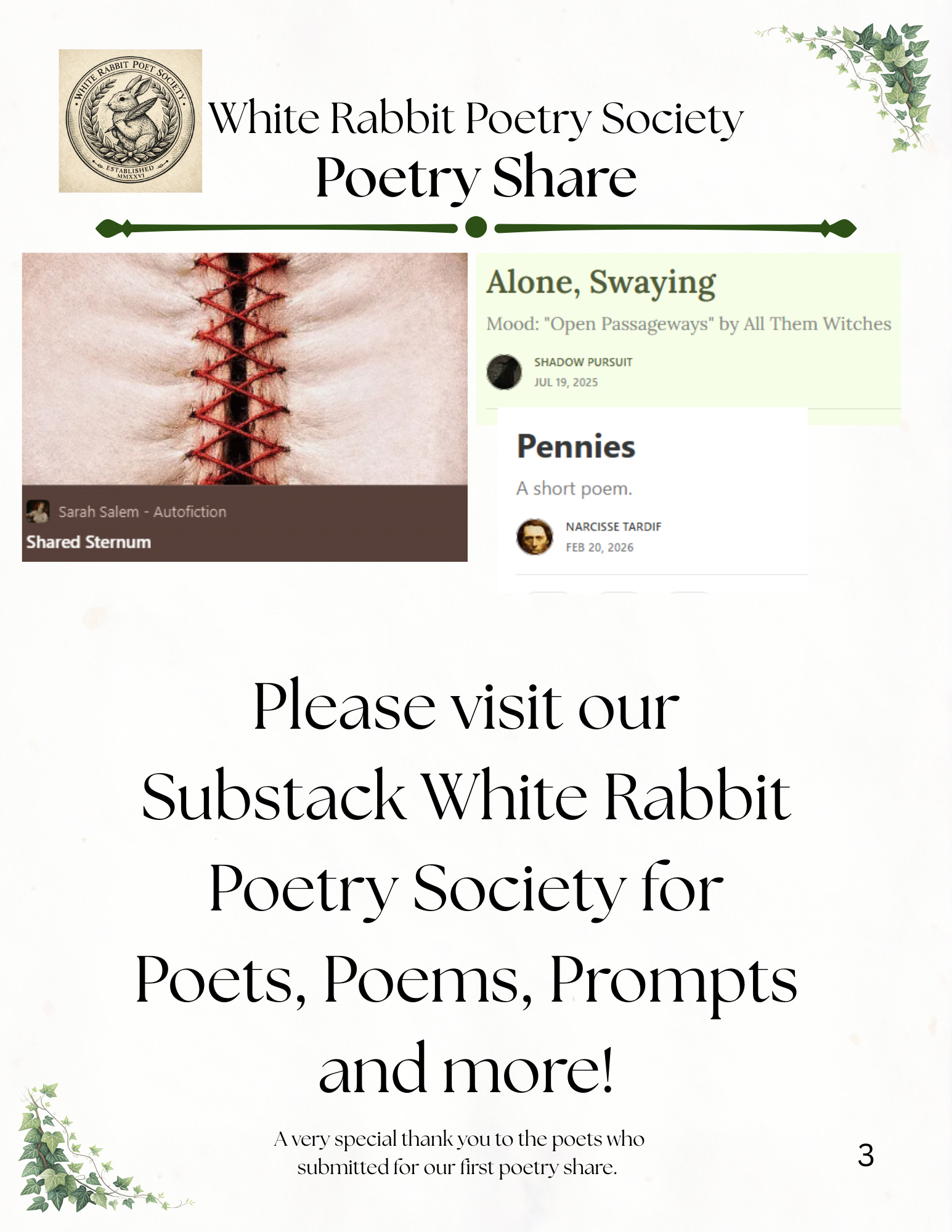 White Rabbit Community Poetry Share