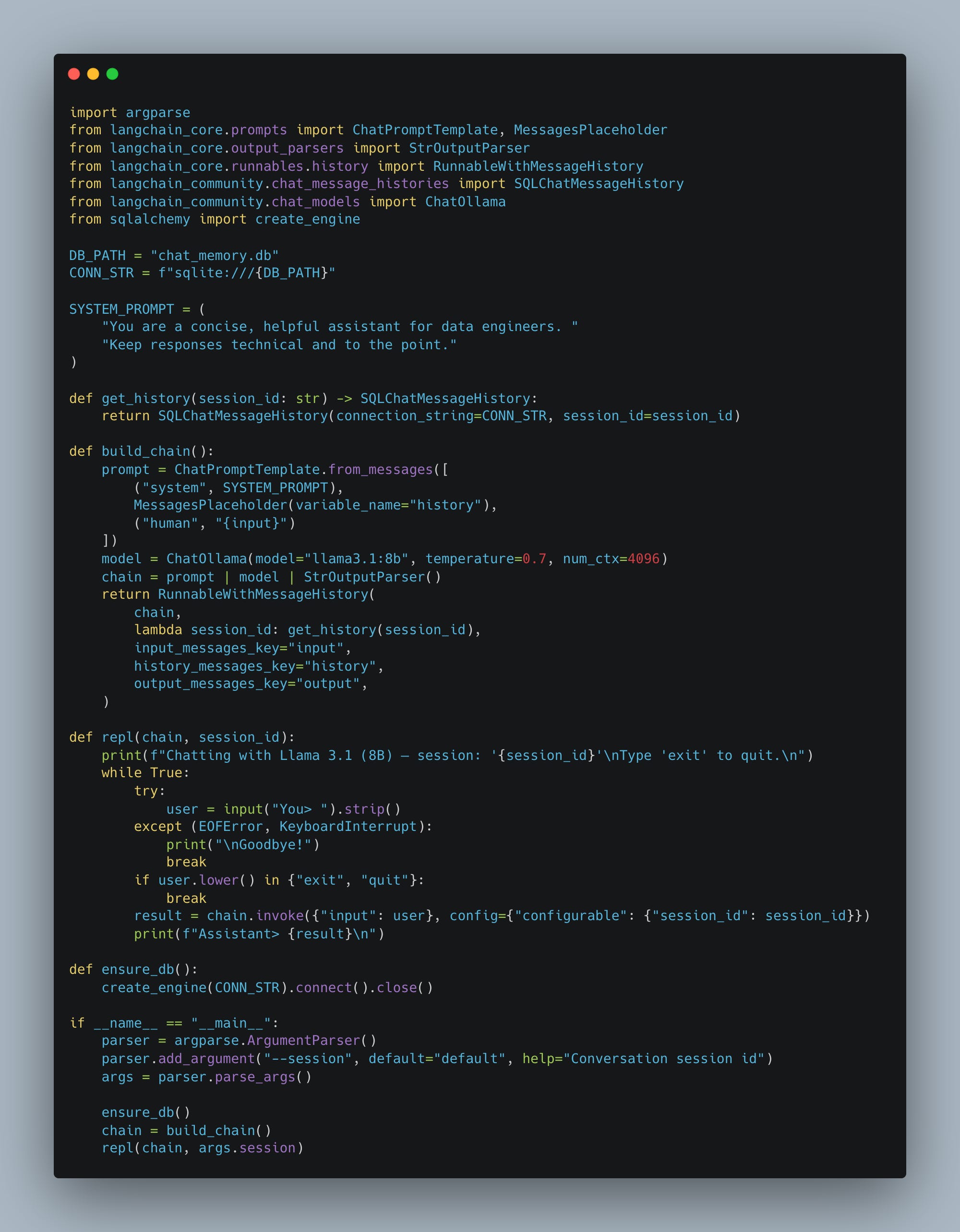Run Llama 3.1 8B Locally with LangChain and SQLite Memory