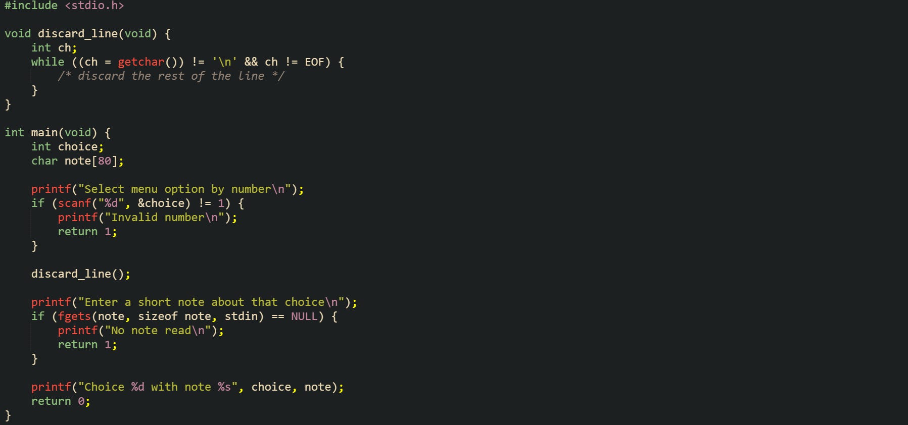Input Handling With scanf and fgets in C