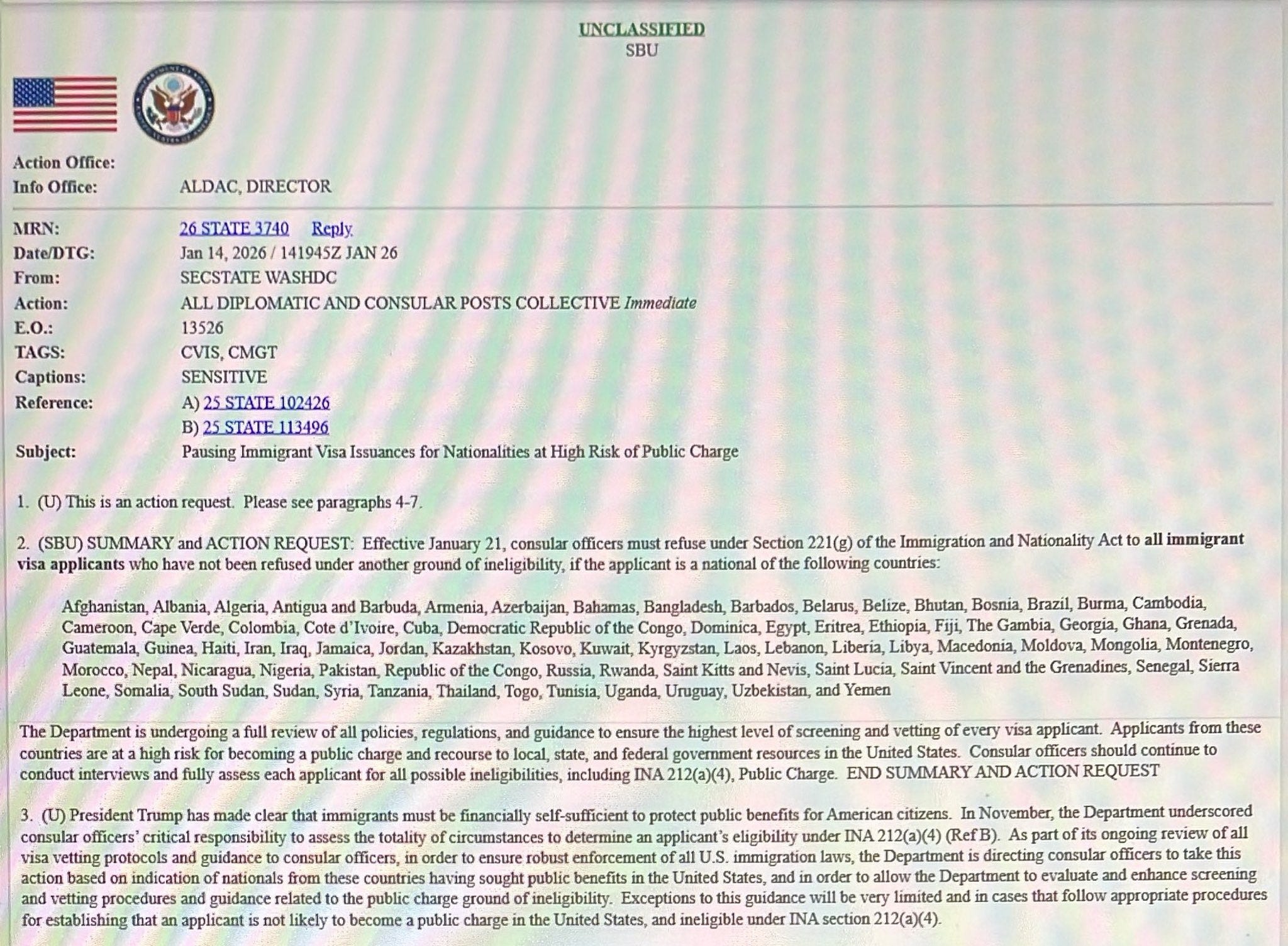 U.S. Freezes Visas to 75 Countries - Ken Klippenstein