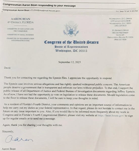 Aaron Bean Lied about the Epstein Files