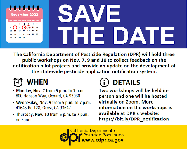 DPR Announces Public Workshops on Development of Statewide Pesticide ...